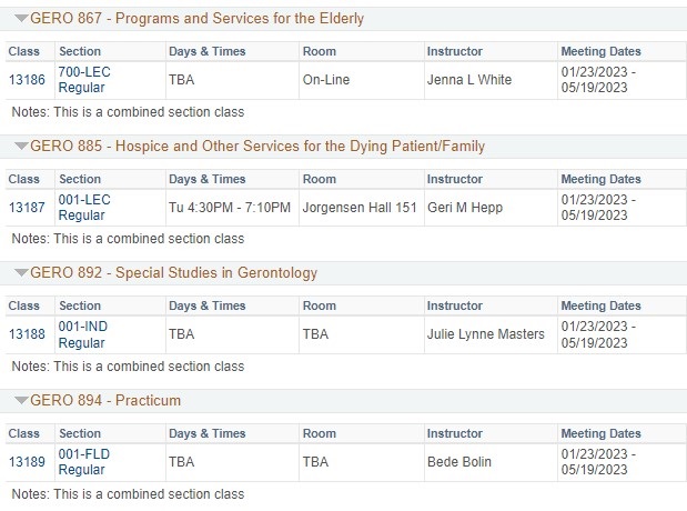 Gerontology Course Offerings | Department of Gerontology | University ...