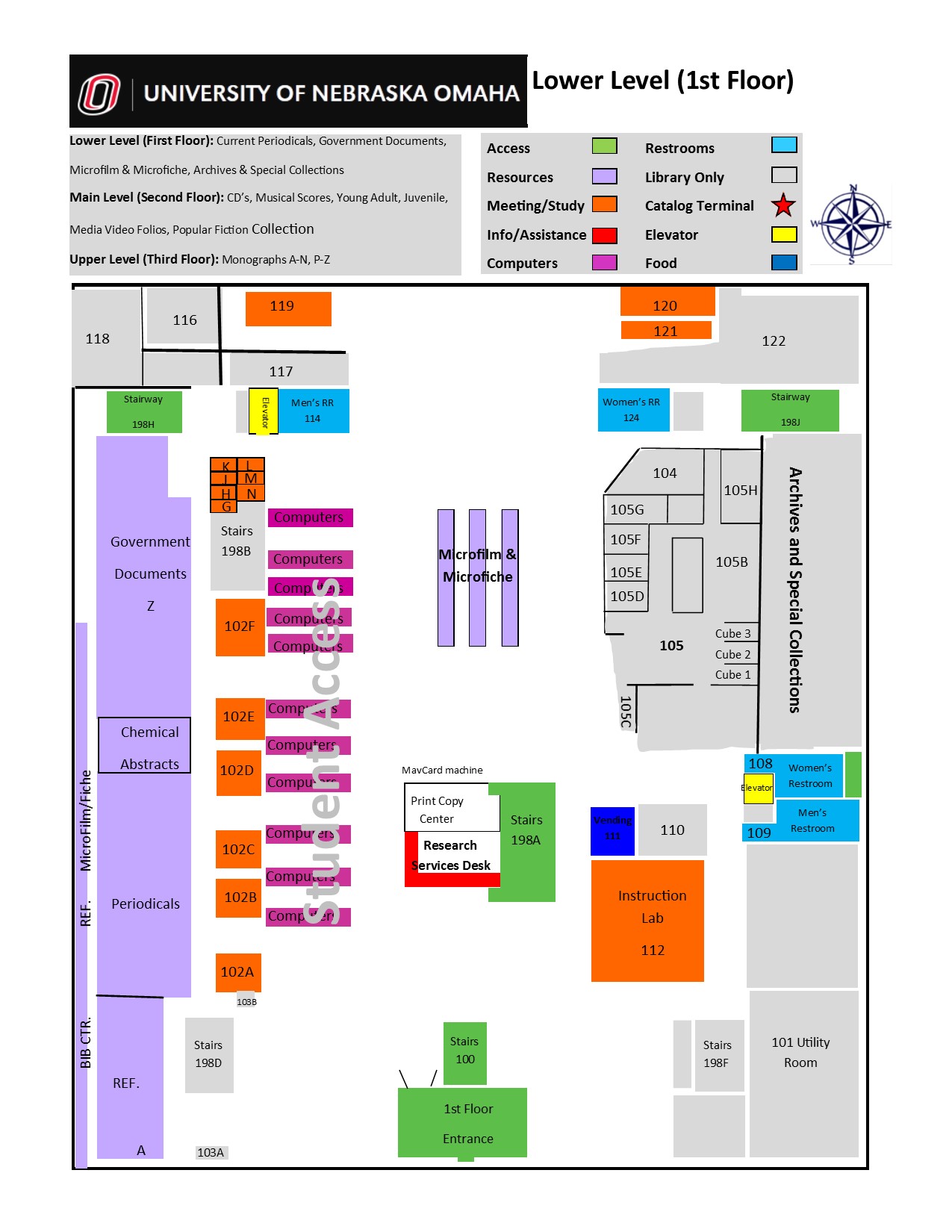 Floor Maps | UNO Libraries | University of Nebraska Omaha